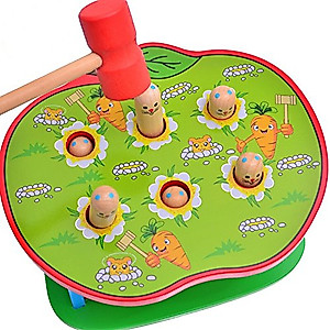 Heo Deluxe Pounding Bench Wooden Toy Wooden Whack-a-mole with Mallet Early Development Toy,Parent-Child Interaction Toy …