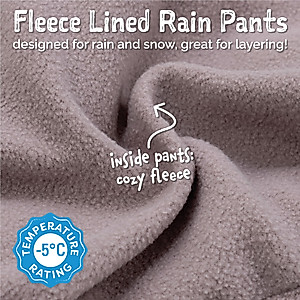 JAN & JUL Lined Water-Proof Pants Kids, Cozy Rain Gear for Boys Girls (Fleece-Lined: Black, 3T)