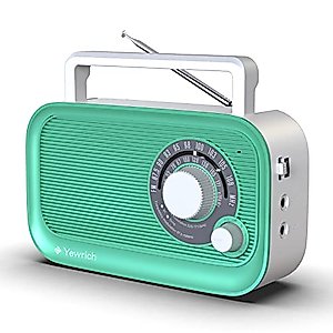 Portable AM/FM Radio with Bluetooth, Battery Operated Transistor Analog Radio or AC Powered with Best Reception, Big and Precise Tuning Knob Large Bluetooth Speaker Easy to Use Suit for Home Cafe
