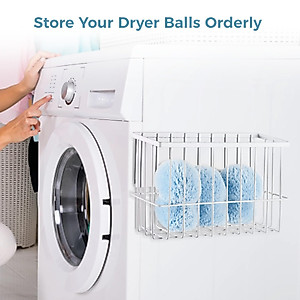 BATTIPAW Magnetic Dryer Ball Holder, Wall Mount Dryer Ball Rack for Laundry Room, Dryer Ball Shelf for Organization and Storage, Magnetic Lint Bin for Laundry Room
