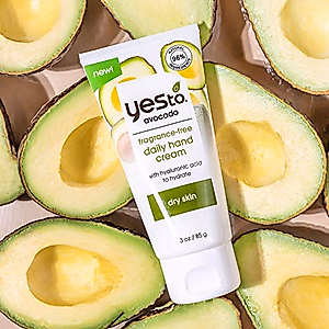 Yes To Avocado Fragrance Free Daily Hand Cream, Fast-Absorbing Formula That Combats Signs Of Aging, With Omega 3 Fatty Acids, Hyaluronic Acid & Glycerin, Natural, Vegan & Cruelty Free, 3 Oz (2 Pack)