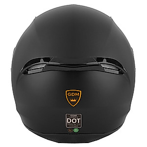 GDM Ghost Full Face Motorcycle Helmet with Clear and Chrome Shields (Matte Black, Small)