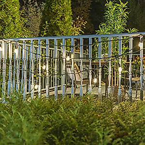 Amazon Basics 48-Foot LED Outdoor String Lights with 16 Edison Style S14 Soft White Bulbs - Black Cord