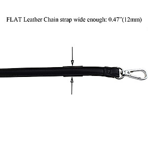 HAHIYO Adjustable Smooth Black Leather Purse Chain Strap Length 31.5-55.1 Inch Silver Hardware for Shoulder Cross Body Sling Purse Replacement Comfortable 0.47 Inch Wide 4.7mm Extra Thick 1 Pack