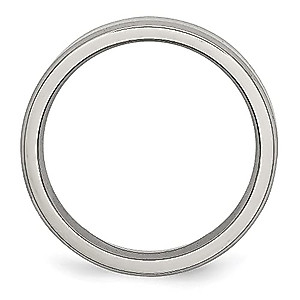 Diamond2Deal Stainless Steel Beveled Edge 6mm Polished Wedding Band Ring Size 8