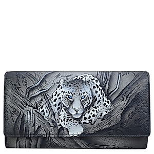 Anna by Anuschka Women’s Hand-Painted Genuine Leather Three Fold Organizer Wallet - African Leopard