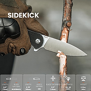 Kizer Sidekick EDC Knife, 2.87 Inches 9Cr18MoV Steel Blade Folding Knife, Black G10 Handle Small Pocket Knives for Men, L3006A1