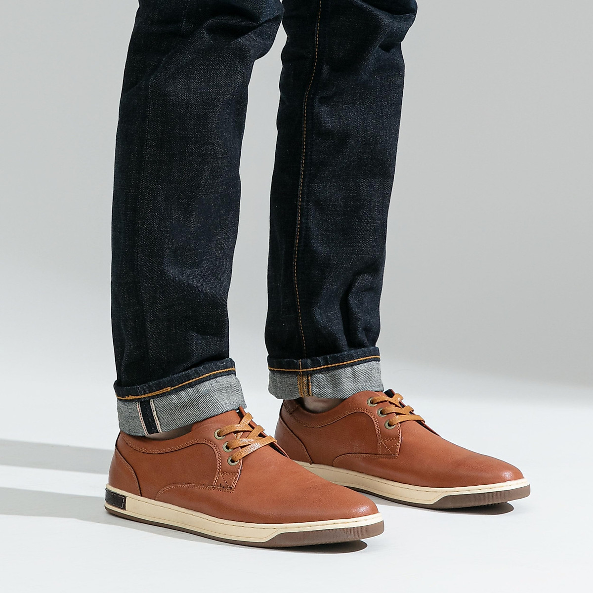 Vostey Men's Fashion Sneakers Brown Simple Leisure Style Casual Shoes(B81Q11 Yellow Brown 10.5)