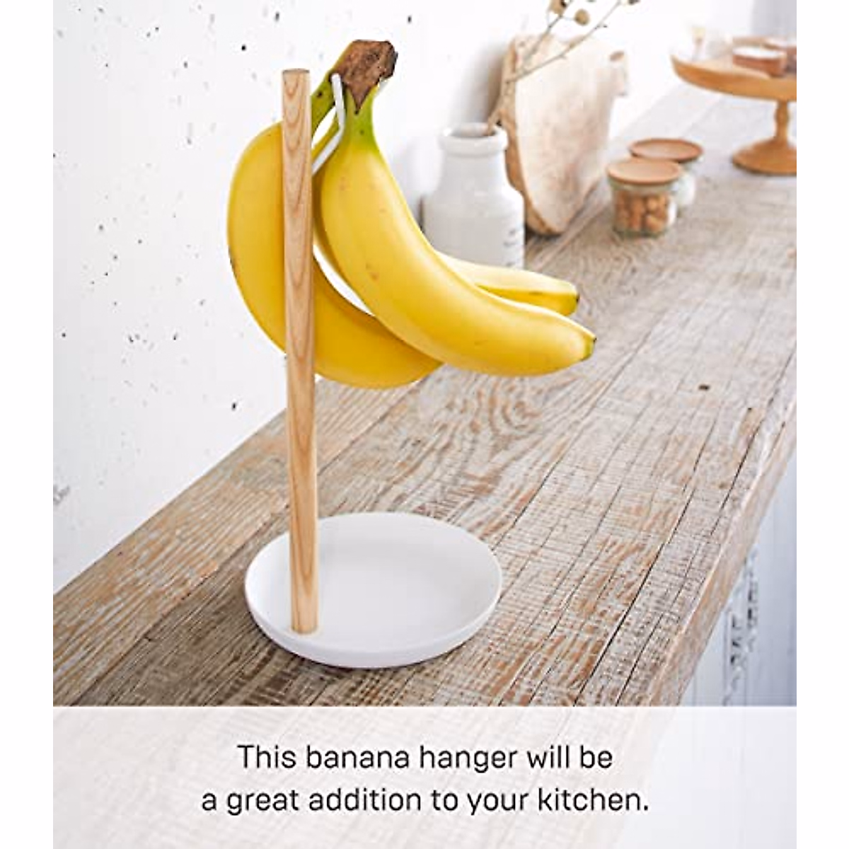 Yamazaki Home Stand Banana Hanger | Steel + Wood, One Size, White