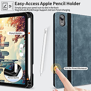iPad Mini 6th Generation Case 2021 with Pencil Holder Front Pocket Strap Soft Back Smart Cover for iPad Mini 6 PU Leather Folio Stand, Supports Pencil 2 Charging, Auto Sleep/Wake