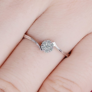 WSX Pure Gold Engagement Ring Women 0.6cttw Round Moissanite Wedding Promise Halo Ring Twisted for Her