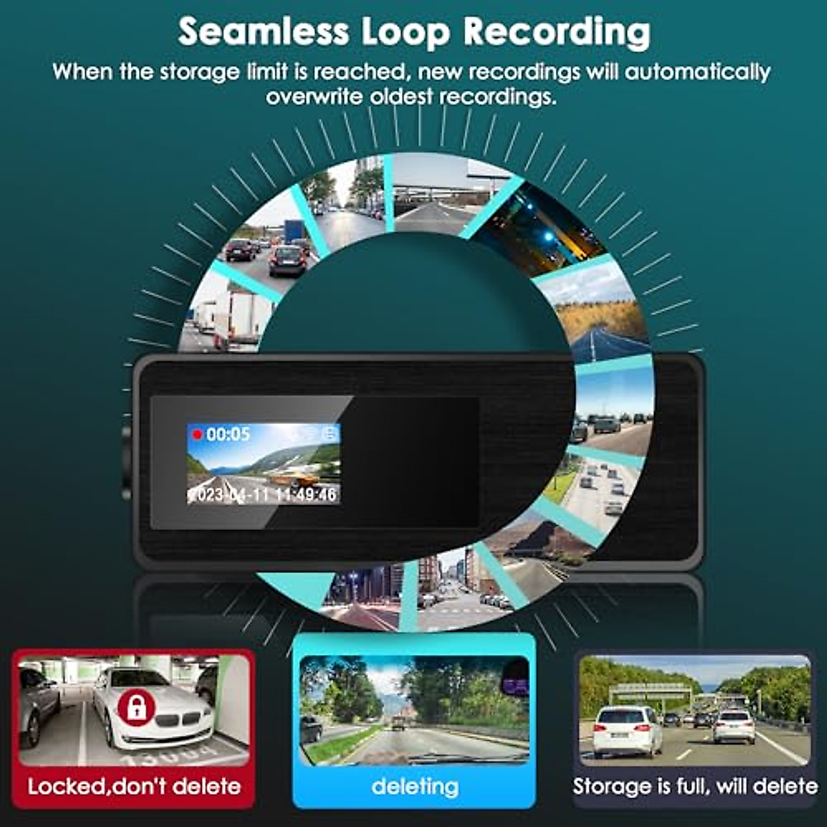 Accfly Dash Cam Smart Dash Camera for Cars Super Night Vision Dashcam for Cars,WDR, and Super Capacitor, 24hr Parking Mode, Motion Detection,140° Wide-Angle, G-Sensor, Loop Recording (Black)