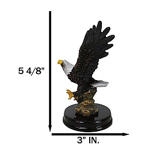 Ebros American Pride Swooping Bald Eagle with Spread Out Wings by Rocky Cliff Statue On Black Trophy Base 5.25" Tall USA Patriotic National Emblem Independence Day American Home Decor Figurine