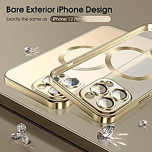 DOSNTO Magnetic Clear iPhone 12 Pro Max Case with MagSafe: Integrated Camera Glass, Slim Silicone Cover, Anti-Fingerprint Scratch, Wireless Charging