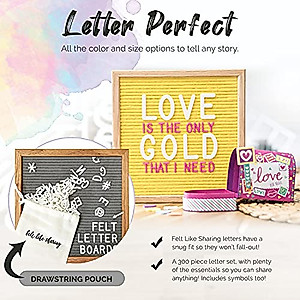 Felt Letter Board, 10x10in Changeable Letter Board with Letters White 300 Piece - Felt Message Board, Oak Frame Wooden Letter Board for Baby Announcements, Milestones, Office Decor & More (Lavender)