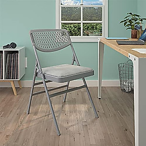 Cosco Products COSCO Ultra Comfort Commercial Fabric and Resin Mesh, Gray, 4-Pack Folding Chair, 4 Pack