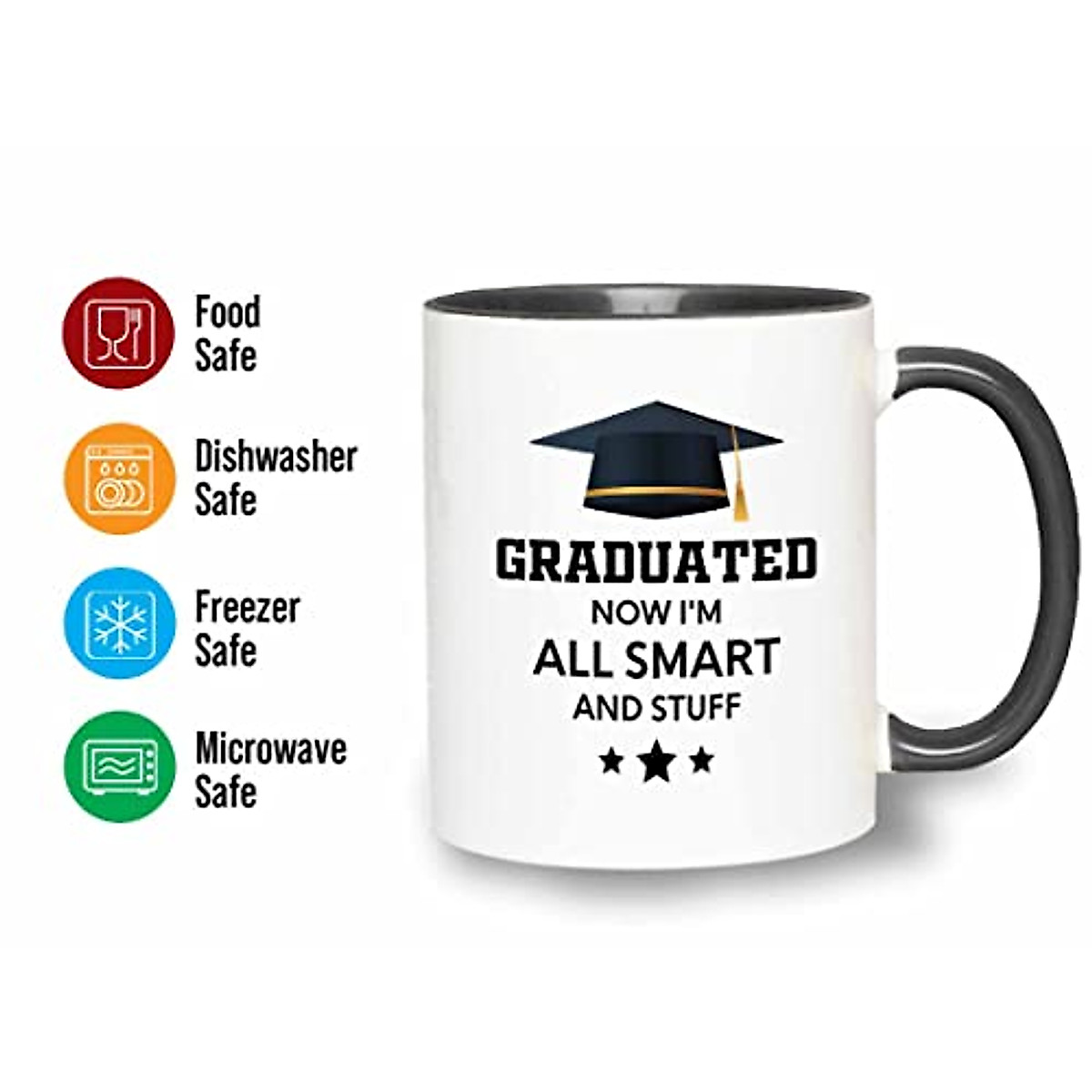 Flairy Land Graduation 2Tone Black Mug 11oz - All Smart and Stuff - Graduation Gifts for Her Senior Graduation College Student College Graduate Classmate MBA Grad