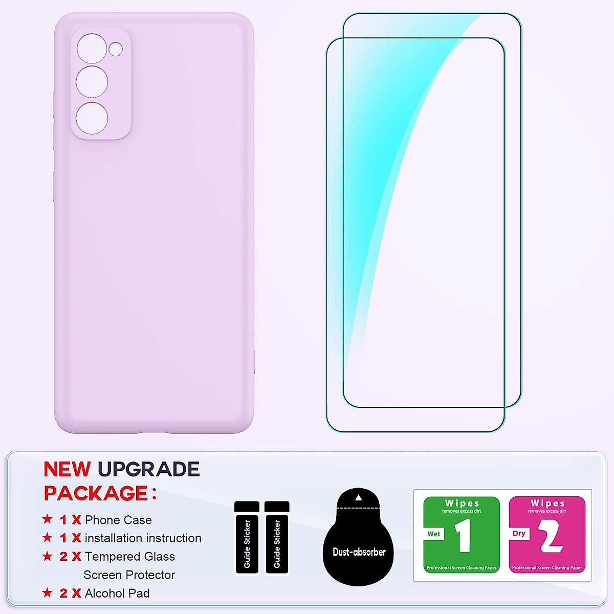 LeYi for Galaxy S20 FE Case, Phone Case Samsung S20 FE 5G with [2 Pack] Tempered Glass Screen Protector for Women Men, Liquid Silicone Soft Microfiber Liner Cover Case for Galaxy S20 FE, Purple