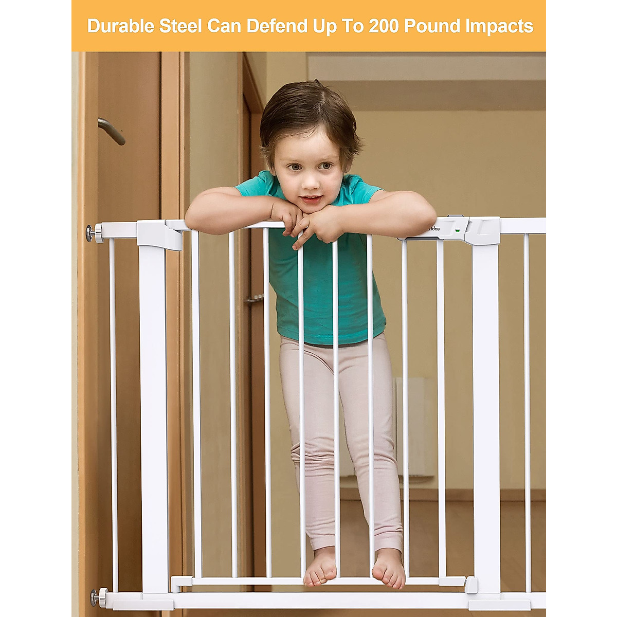 Tokkidas 29.5"-40.6" Auto Close Baby Gate, Extra Wide Child Gate with Door, Easy Walk Thru Dog Gate for Stairs, Doorways, House, Includes 2.75" & 5.5" Extension, Pressure Mounted Kit NO Drilling