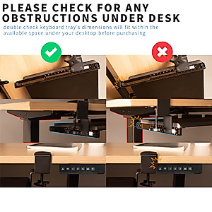 VIVO Large Height Adjustable Under Desk Keyboard Tray with RGB LED Light Mouse Pad, C-clamp Mount, 27 (33 Including Clamps) x 11 inch Slide-Out Platform Computer Drawer for Typing, Black, MOUNT-KB05GP
