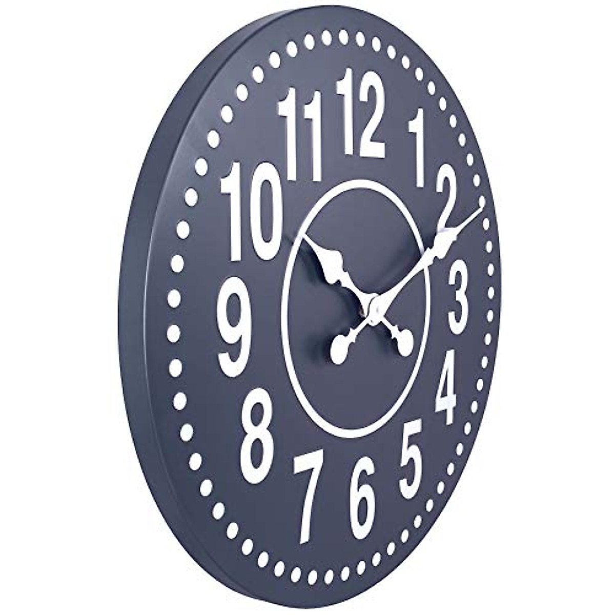 Infinity Instruments Gunmetal 20 inch Farmhouse Wall Clock Living Room Decor Metal Frame Decorative (Blue)