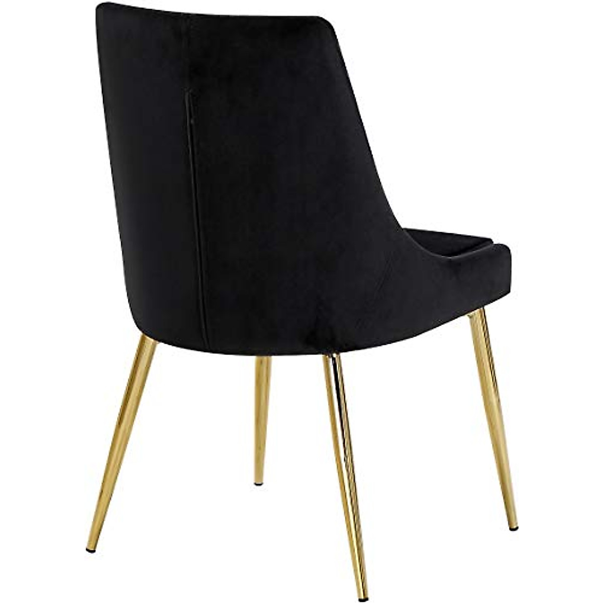Meridian Furniture Karina Collection Modern | Contemporary Velvet Upholstered Dining Chair with Sturdy Metal Legs, Set of 2, 19.5" W x 21.5" D x 33.5" H, Black