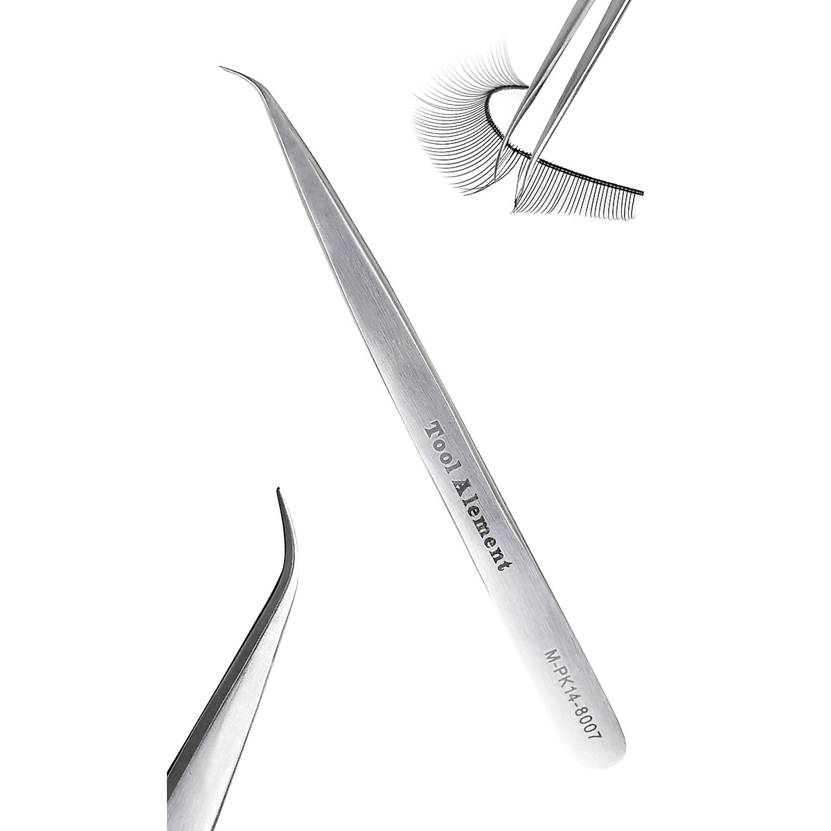 Tool Alement Canadian Stainless Steel Eyelash Extension Tweezers,14cm Semi Curve Eyelash Tweezers M-PK14-8007