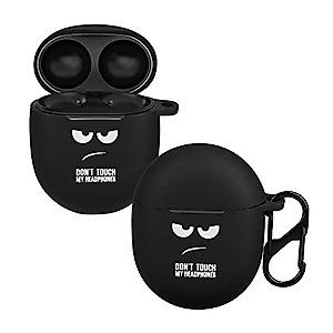 kwmobile Silicone Case Compatible with Google Pixel Buds Pro - Case Soft Cover - Don't Touch My Headphones White/Black/Black