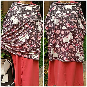 FOZZA Car Seat Canopy for Babies, High Stretchy & Ultra Soft Car Seat Cover, Multi- use Breastfeeding Covers, Shower Gifts for Boys and Girls(Unicorn Print)