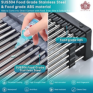 GICASA Adjustable Stainless Steel Drainer Basket Drain Tray for Dish Vegetable Fruit, On Counter Dish Rack or in Sink Over Sink Kitchen Basket Dish Drying Rack