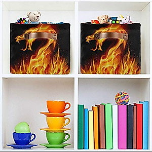 Storage Bins Abstract Fiery Dragon Storage Basket Collapsible Cube Rectangle with Handle Storage Box for Shelves Home Office Closet 1 Pack