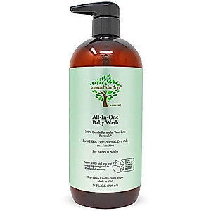 MOUNTAIN TOP All-in-One Baby Wash (24 oz / 709 ml) with Premium USDA Biobased Ingredients, Sulfate-Free, Tear-Free, Hypoallergenic, Natural 2-in-1 Baby Shampoo & Body Wash