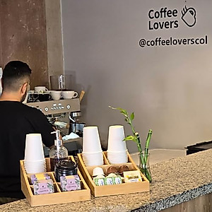 IMAJINAAR Large Capacity Coffee Pod Organizer for K Cups, Tea Bags & Snacks | Bamboo Coffee Station & Condiment Organizer with Spill-Resistant Mat (17.7''x11.8'')