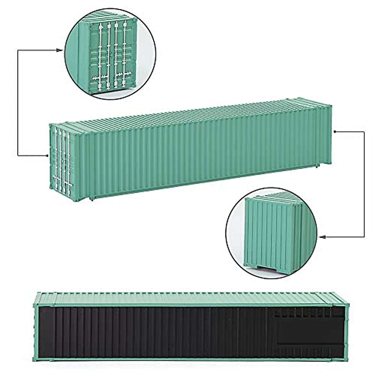 Evemodel C8745 9pcs Different Colored HO Scale 1:87 45ft Blank Shipping Container 45' Cargo Box