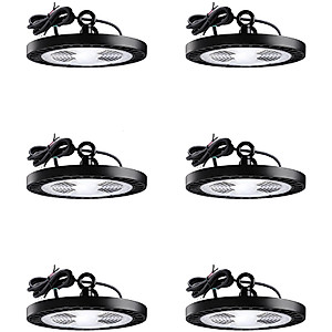 LEONLITE UFO LED High Bay Light 150W 21,700LM 5000K Daylight, 0-10V Dimmable, UL Listed, 120-277V Commercial Barn Lights for Warehouse Gym Factory Workshop, Pack of 6