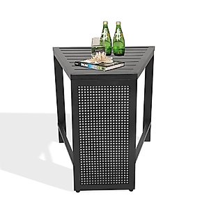 Ulax furniture Outdoor Side Table Patio Accent End Metal Slats Top Table