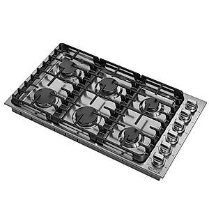 Empava 36 in. Gas Stove Cooktop 5 Italy Sabaf Sealed Burners NG/LPG Convertible in Stainless Steel, 36in