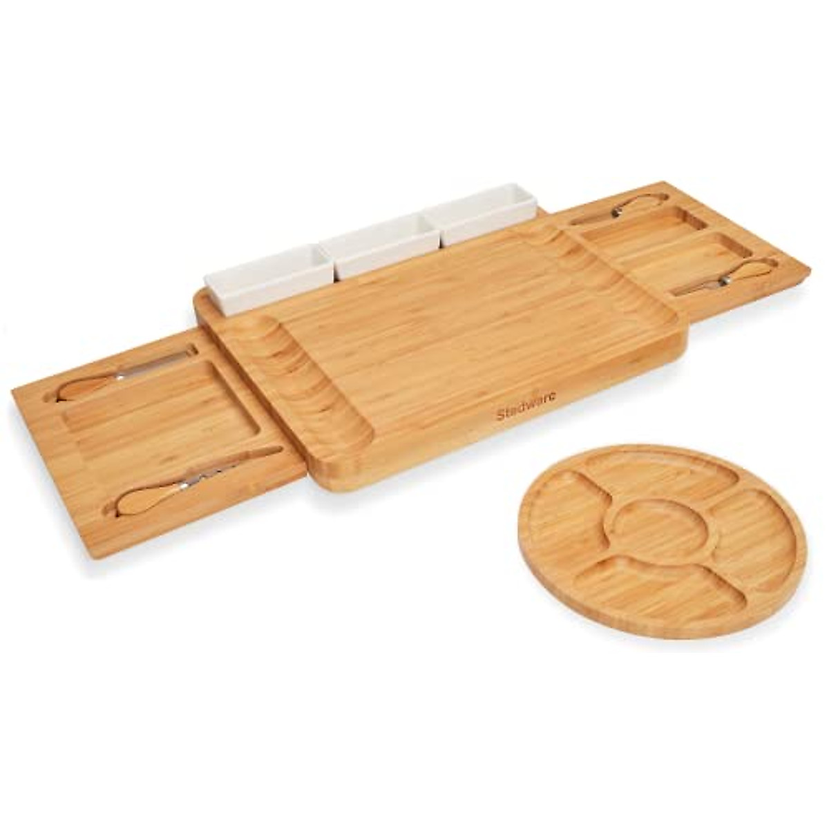 Stedware Cheese Board Set, Charcuterie Board & Knife Set with Cheese Tray, Large Bamboo Platter for Cheese & Meat - Gift for Women, Couples Wedding Anniversary, Housewarming