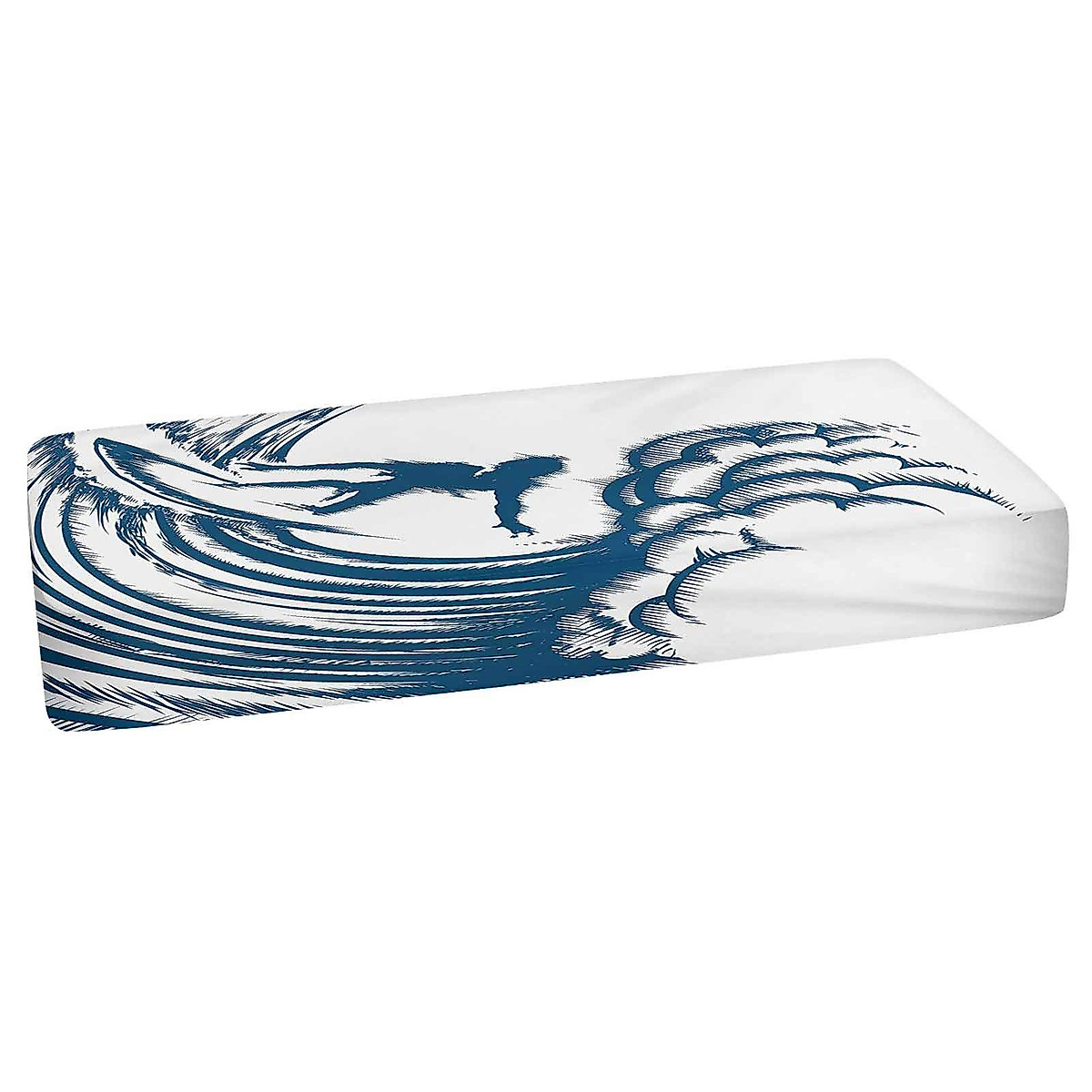 Surfing Fitted Crib Sheet,Abstract Silhouette of a Surfer Riding a Big Wave Hand Drawn Style Coastal Art Microfiber Silky Soft Toddler Mattress Sheet Fitted,28"x 52"x 8'',Baby Sheet for Boys Girls