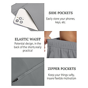 COOFANDY Men's Casual Shorts Stretch Flat Front Shorts Lightweight Quick Dry Summer Beach Surf Shorts with Pockets Grey