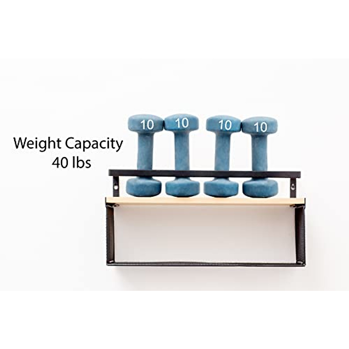 Pre-Drilled Floating Shelves for Bath, Kitchen, & Bedroom - Wall Mounted Natural Wood Floating Shelves with Steel Towel Bar, Mesh Storage Basket & Hardware for Installation - 2 Pack