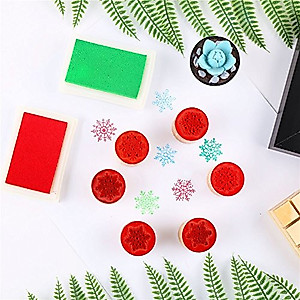 DECORA 6 Pieces Snowflake Floral Wooden Rubber Stamps for Card Making Scrapbooking and Crafts