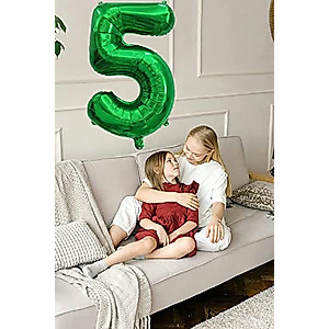 40 Inch Huge Dark Green Numbers 5 Balloons Decorations Birthday Party Supplies Helium Foil Mylar Big Digital 0-9 Summer 2022 Graduation Anniversary Celebrations(Emerald Green 5 balloon)