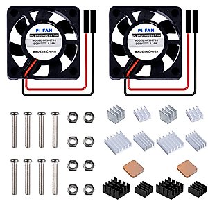 GeeekPi Fan for Raspberry Pi 4, 30x30x7mm DC Brushless CPU Cooling Fan 3.3V 5V with 7PCS Heatsink for Raspberry Pi 4 Model B,3B+,Pi 3 & Pi Zero/Zero W & Retroflag NESPI CASE Plus (2-Pack)
