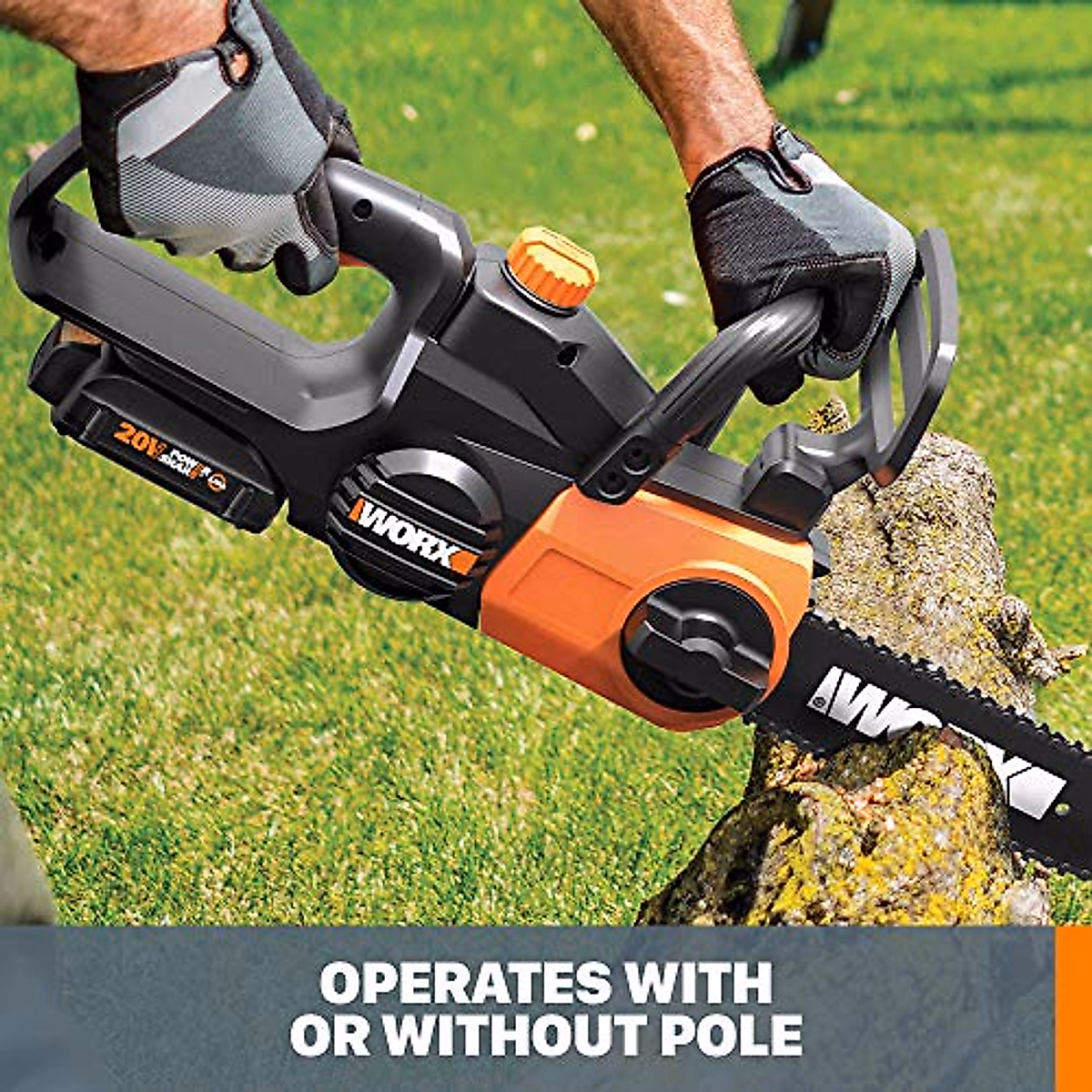Worx WG323 20V Power Share 10" Cordless Pole/Chain Saw with Auto-Tension (Battery & Charger Included)