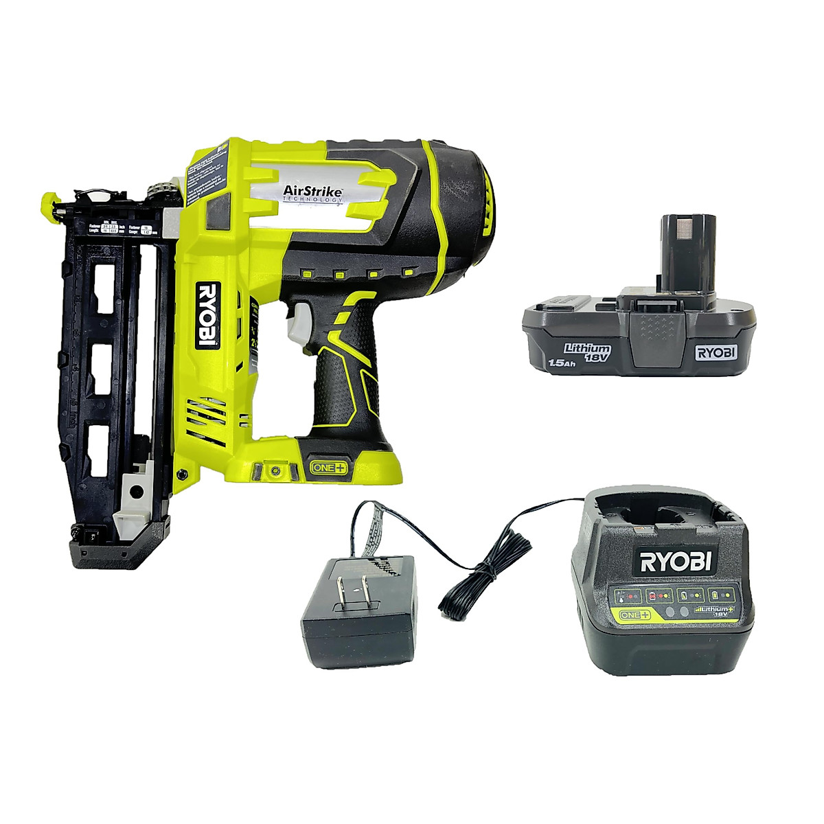 Ryobi 18V One+ Airstrike 16-Gauge 3/4"-2-1/2" Cordless Finish Nailer P325 - Battery & Charger Included