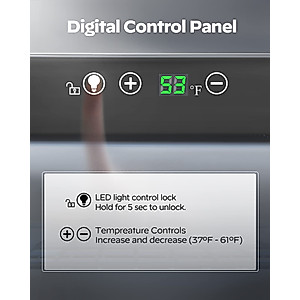 Silonn 24 Bottle Wine Cooler/Cabinet Beverage Refrigerator,Small Mini Wine Cellar for Red,White,Champagne or Sparkling Wine,40f-61f Digital Temperature Control Wine Fridge Glass Door