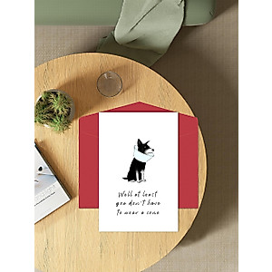 Heollaok Funny Recovery Card for Him Her, Humorous Get Well Soon Card for Friends, Well at Least You Don't Have to Wear a Cone Card, Cute Pug Cone Card