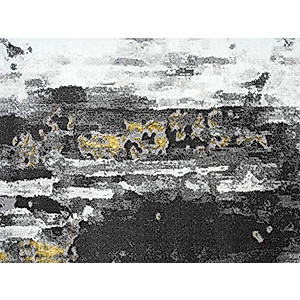 Abani Abstract Distressed Rug 6' x 9' - Contemporary Modern Gold & Grey Rugs Marbled Area Rug Living Room Rug