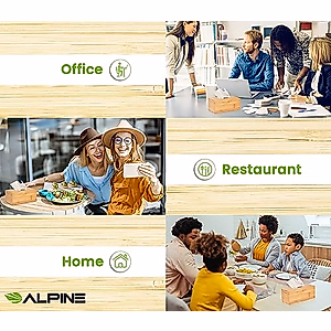 Alpine Industries Wooden Bamboo Rectangular Tissue Box Cover - Eco Friendly Pull Holder/Dispenser - Decorative Organizer for Bathroom, Office Desk & Car (Bamboo)